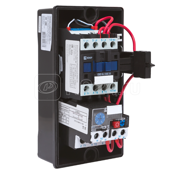 Пускатель в корпусе КМЭ 9А 400В с РТЭ Ir-1-1.6А и индикатором IP65 EKF ctrp-r-9-400v-1.6A-led ...