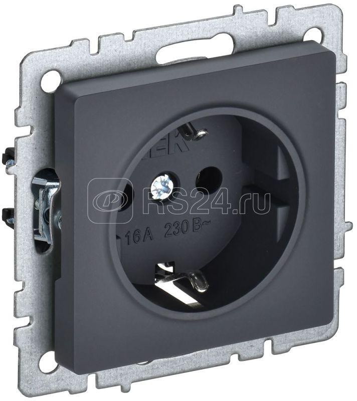 Розетка 1-м СП BRITE РС14-1-0-БрГ 16А с заземл. защ. шторки механизм графит IEK BR-R14-16-K53 ...