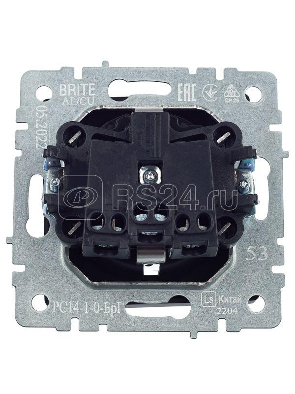 Розетка 1-м СП BRITE РС14-1-0-БрГ 16А с заземл. защ. шторки механизм графит IEK BR-R14-16-K53 ...